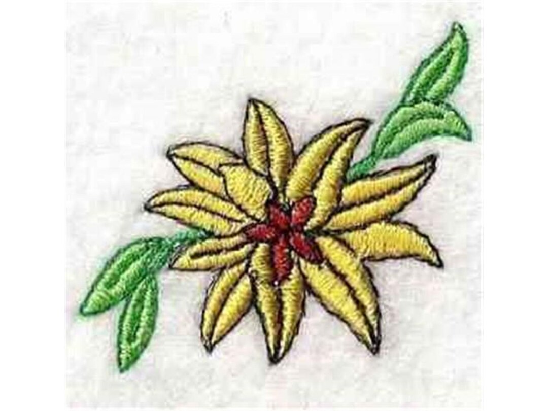 Yellow Edelweiss Machine Embroidery Design - Yellow Flower & Leaf ...
