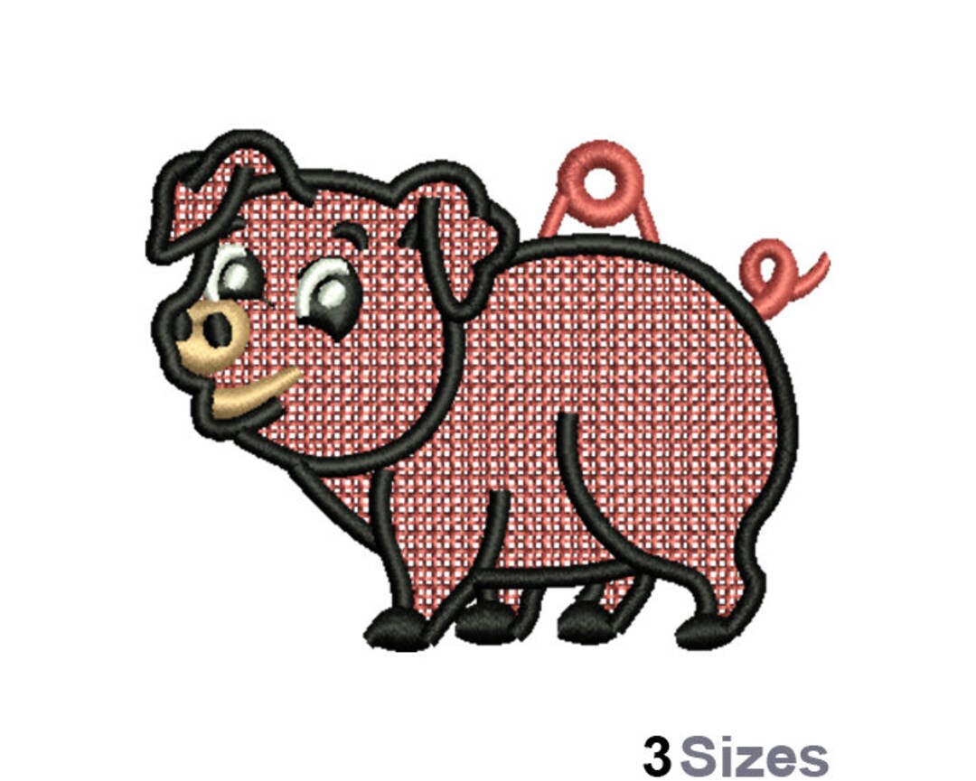 FSL Pig Machine Embroidery Design - 2 Sizes, Freestanding Lace Earring ...