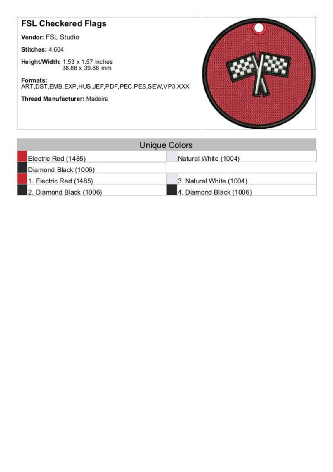 FSL Checkered Flags Machine Embroidery Design - 3 Sizes, Freestanding ...