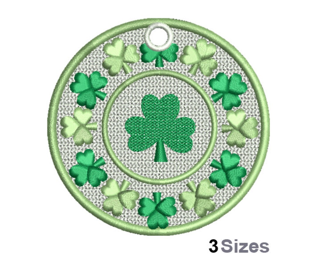 FSL Shamrocks Machine Embroidery Design - 3 Sizes, Freestanding Lace ...