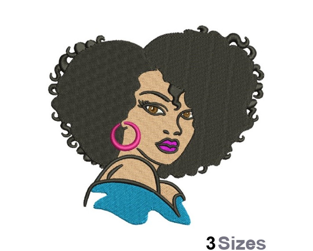 Black Woman - Machine Embroidery Design - 3 Sizes, African American ...