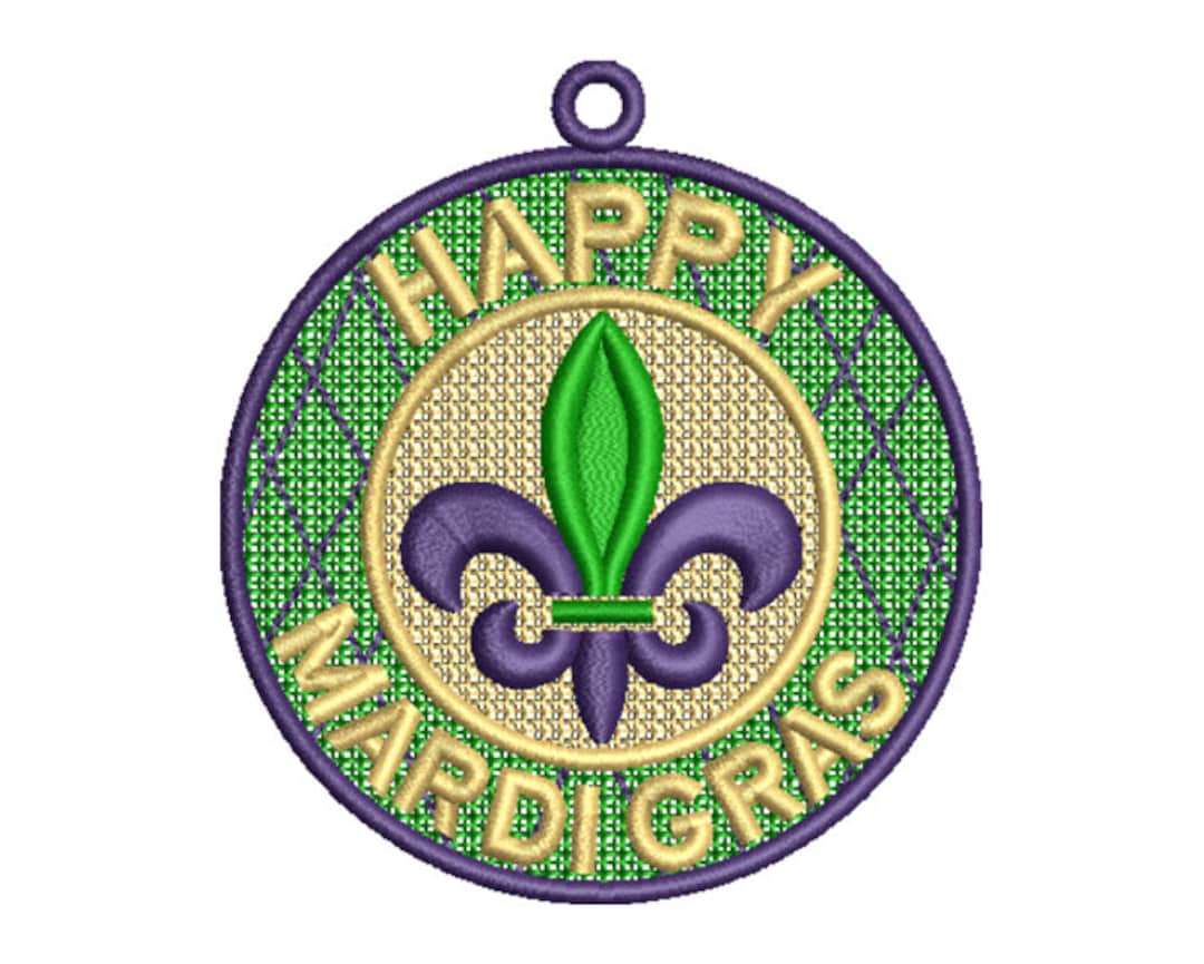 FSL Mardi Gras Machine Embroidery Design - 3 Sizes, Freestanding Lace ...