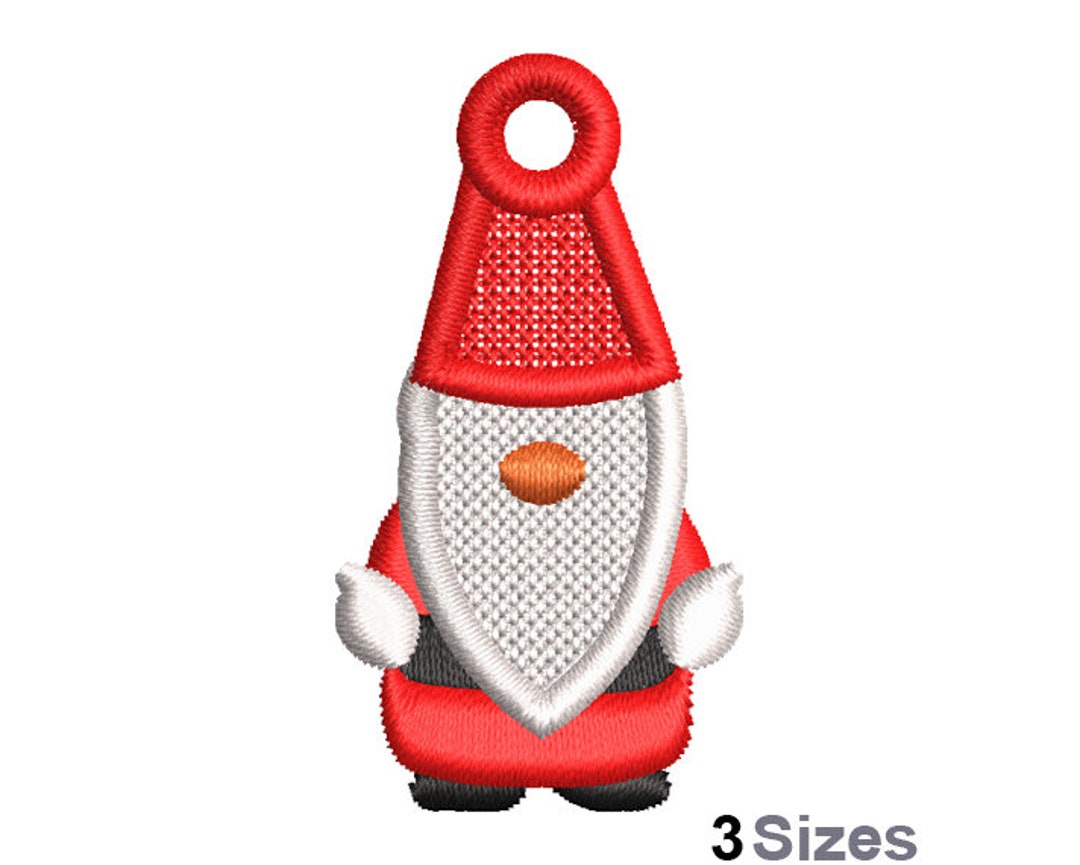FSL Santa Claus Gnome Machine Embroidery Design - 3 Sizes, Freestanding ...