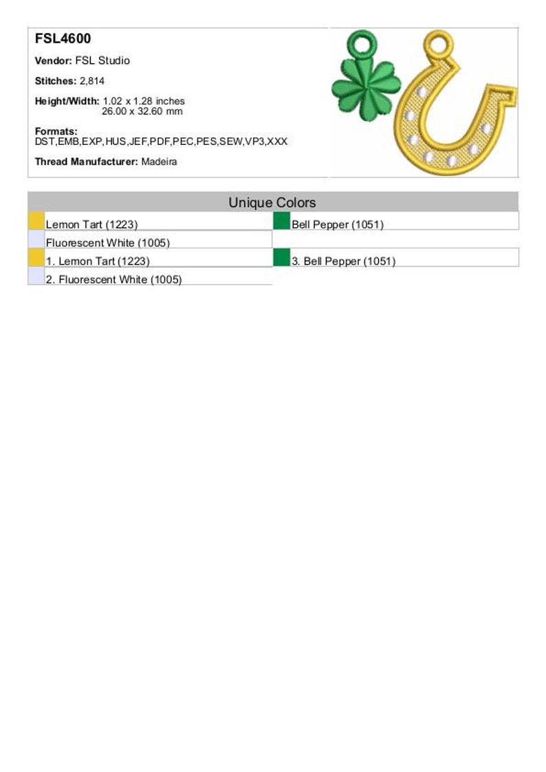 FSL Lucky Horseshoe - Machine Embroidery Design - 3 Sizes, Freestanding ...