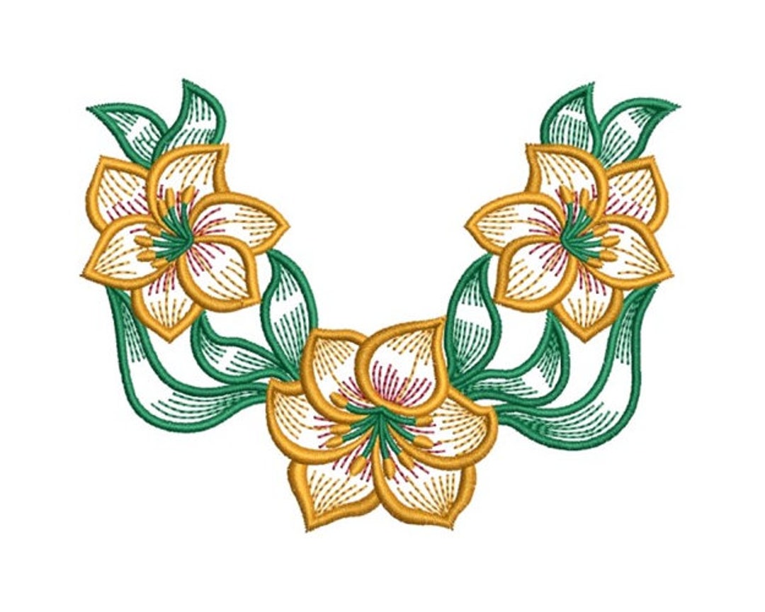 Lily Flowers - Machine Embroidery Design, Yellow Lilies Embroidery ...