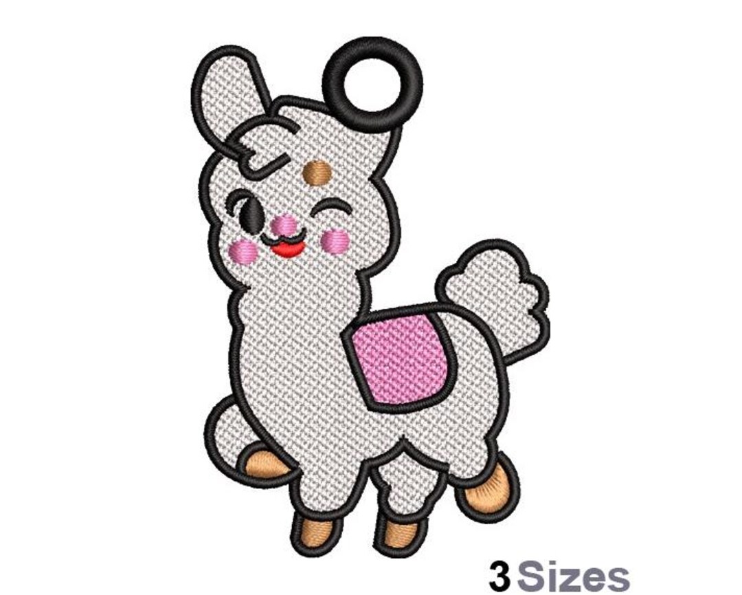 FSL Winking Kawaii Llama - Machine Embroidery Design - 3 Sizes ...