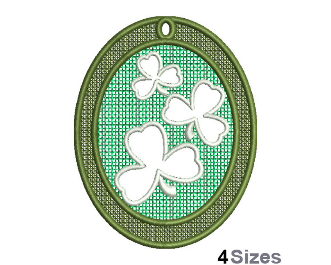 FSL Shamrock Oval Ornament - Machine Embroidery Design - 4 Sizes ...