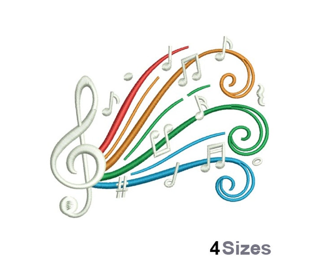 Musical Notes - Machine Embroidery Design - 4 Sizes, Treble Clef ...