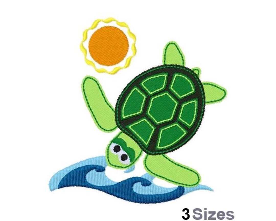 Sea Turtle - Machine Embroidery Design - 3 Sizes, Turtle and Summer Sun ...