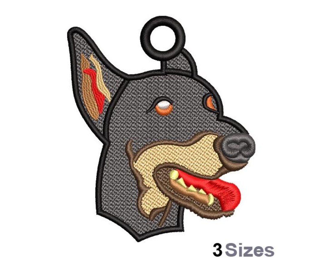 FSL Doberman Head - Machine Embroidery Design - 3 Sizes, Freestanding ...