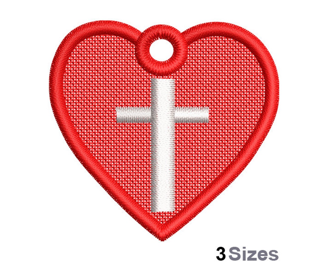 FSL Cross Heart Machine Embroidery Design - 3 Sizes, Freestanding Lace ...