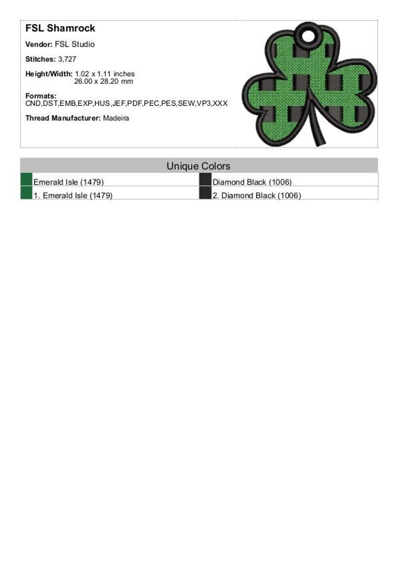 FSL Shamrock Machine Embroidery Design 3 Sizes Freestanding - Etsy