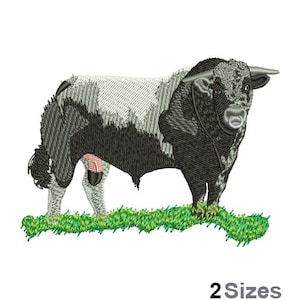 Bull on Grass - Machine Embroidery Design - 2 Sizes, Steer Embroidery ...