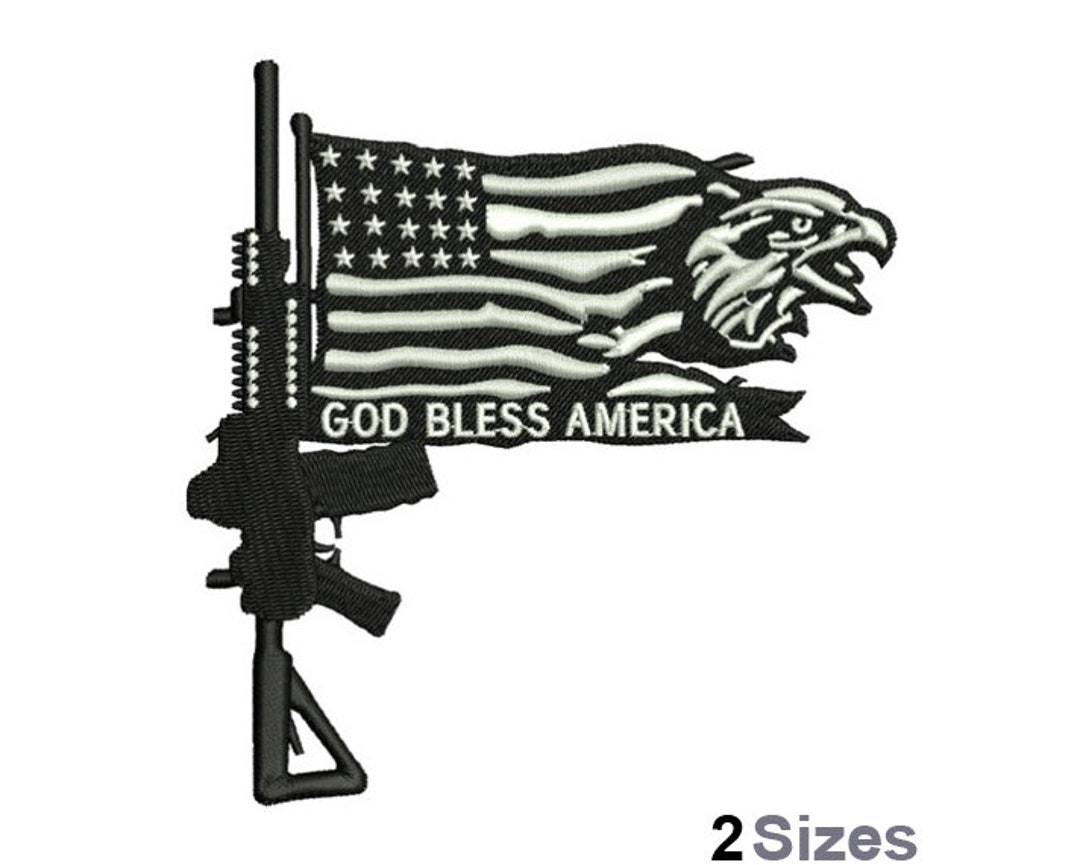 God Bless America Flag - Machine Embroidery Design - 2 Sizes, Patriotic ...