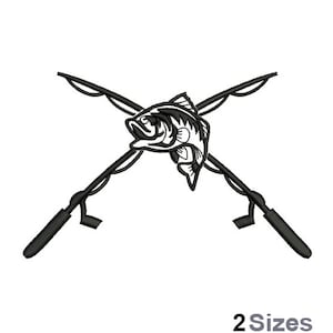 Fishing Logo - Machine Embroidery Design - 2 Sizes, Crossed Fishing ...