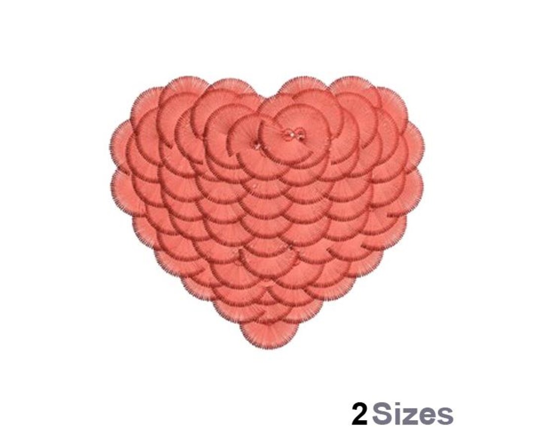 Fringed Heart - Machine Embroidery Design - 2 Sizes, Love Heart ...