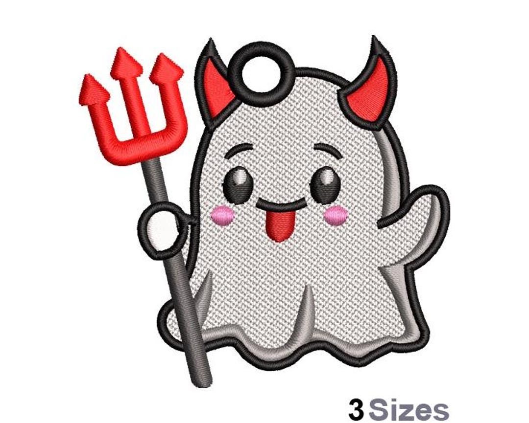 FSL Ghost Devil With Pitchfork - Machine Embroidery Design - 3 Sizes ...