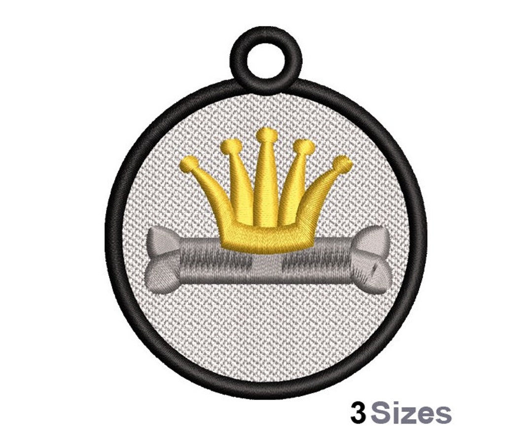FSL Dog Bone & Crown Machine Embroidery Design 3 Sizes, Freestanding ...