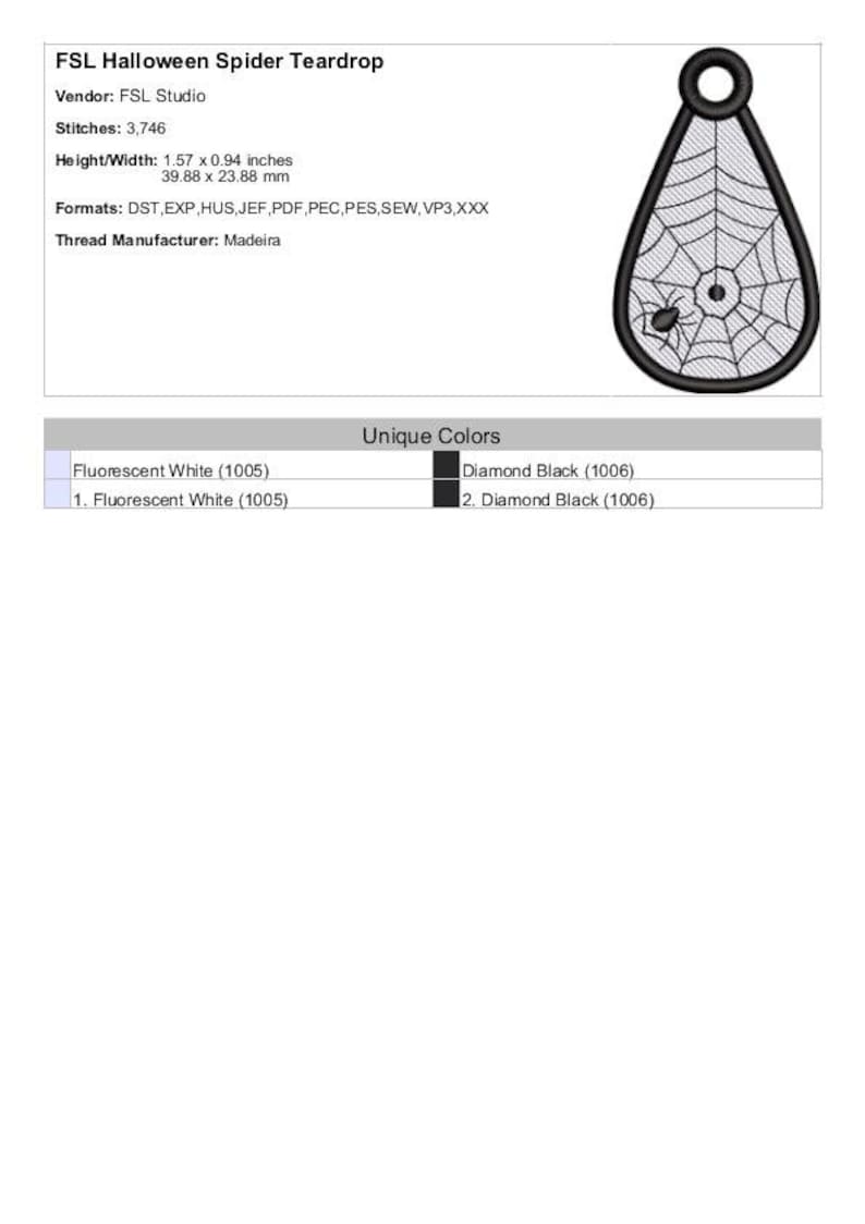 FSL Halloween Spider Machine Embroidery Design - 3 Sizes, Freestanding ...