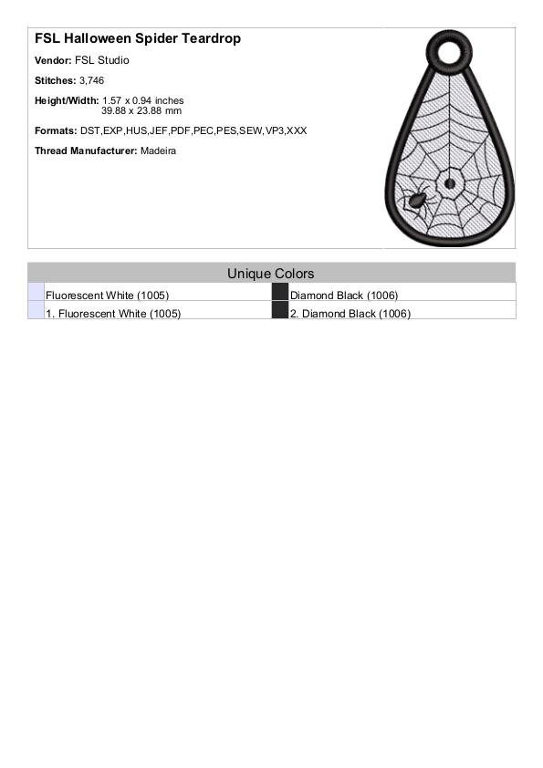 FSL Halloween Spider Machine Embroidery Design - 3 Sizes, Freestanding ...