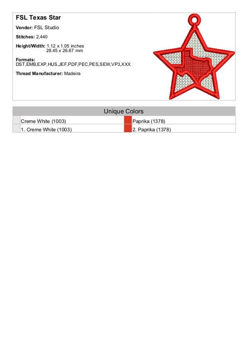 FSL Texas Star Machine Embroidery Design - 3 Sizes, Freestanding Lace ...