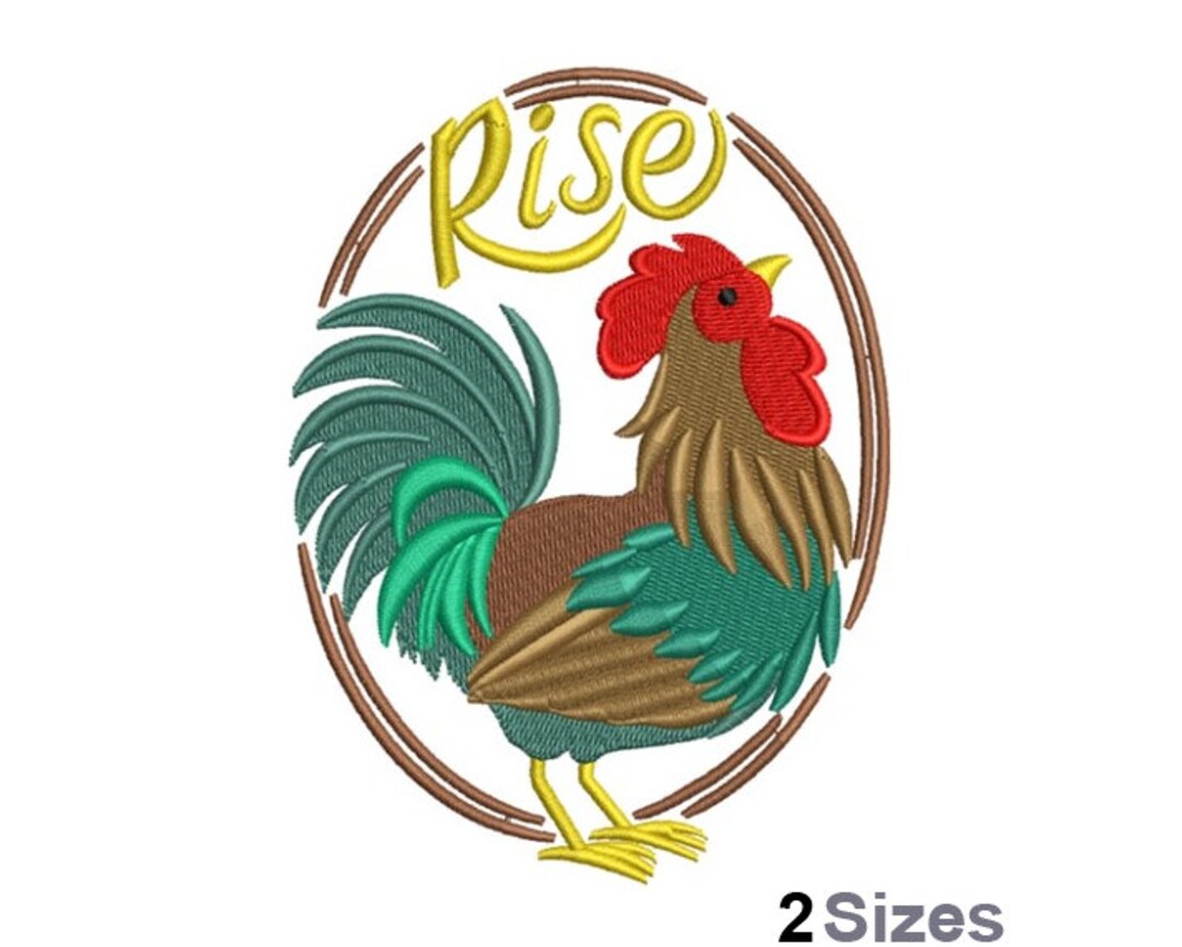 Rooster Rise - Machine Embroidery Design - 2 Sizes, Country Rooster ...