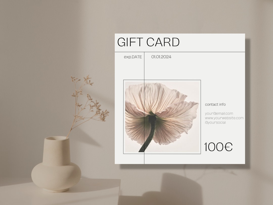 Floral Gift Certificate, Gift Certificate Template, Square Gift Card ...