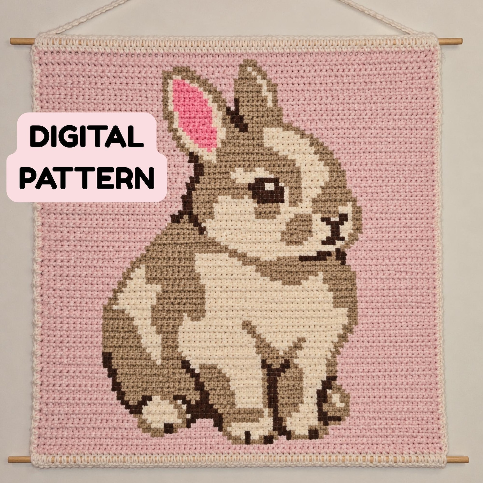 Cottagecore Bunny Tapestry Crochet Pattern | Digital Download (50x50cm ...
