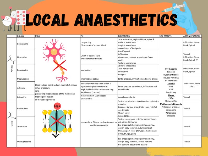 Printable Local Anaesthetic Drug Chart Essential Reference for Medical ...