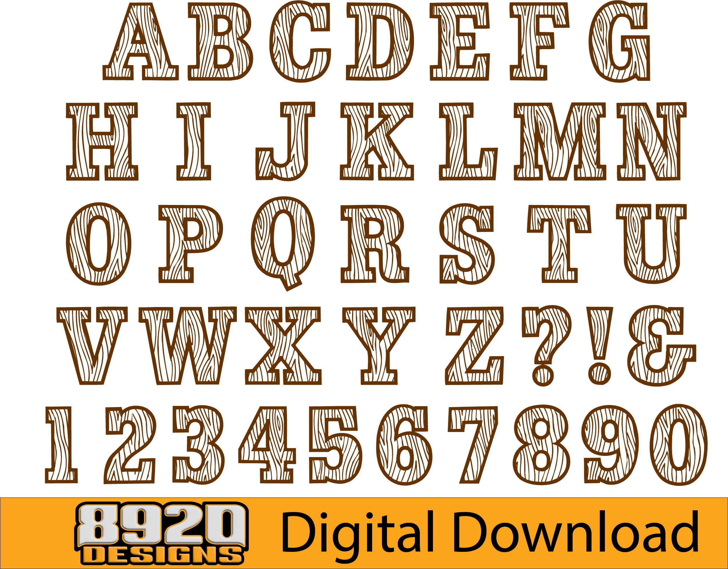 Woodgrain Alphabet Font Clipart SVG - Personal and Commercial Use ...