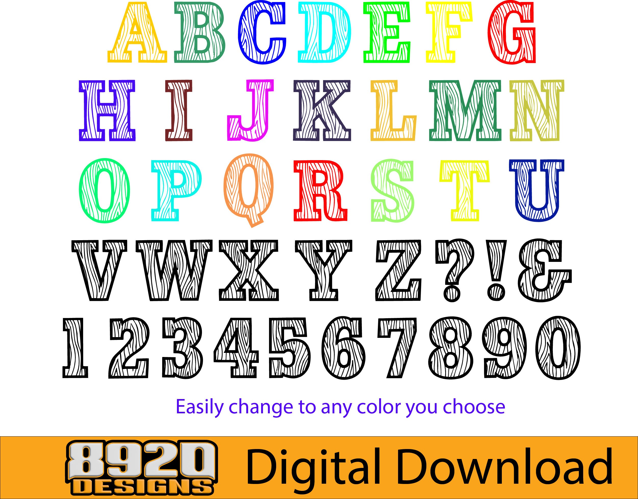 Woodgrain Alphabet Font Clipart SVG - Personal and Commercial Use ...
