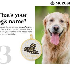 Dog Name Tag With Custom Engraved Golden Retriever Silhouette in a ...