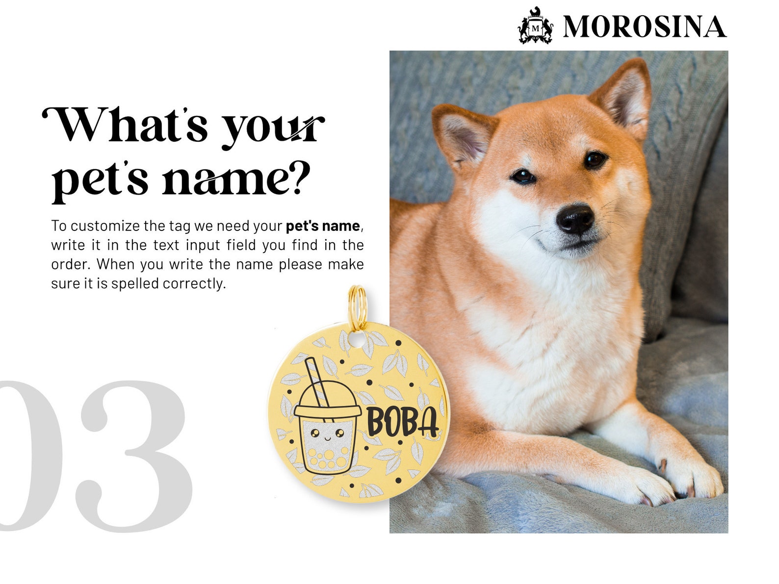 Customized Dog Tag With Engraved Name in a Bubble Tea Design. Engraved ...
