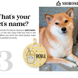 Customized Dog Tag With Engraved Name in a Bubble Tea Design. Engraved ...