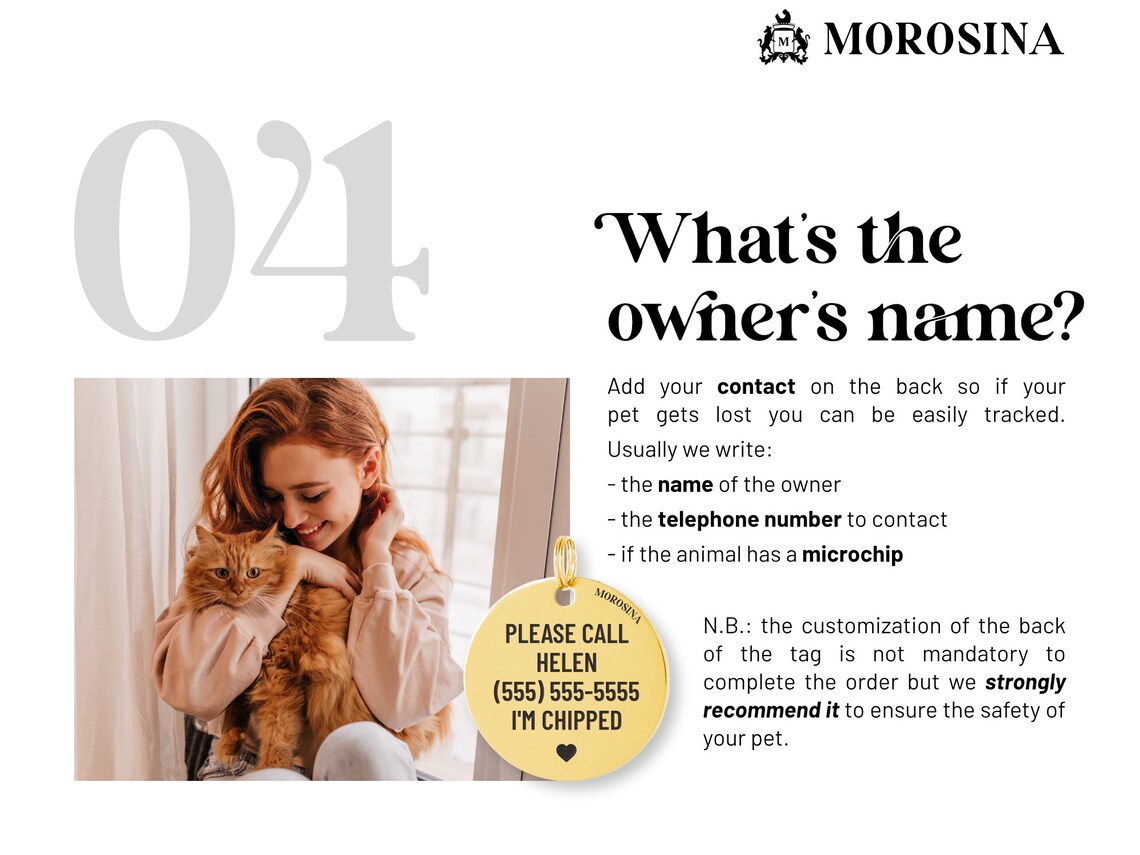 Custom Engraved ID Tag for Cat With Name and Cat Silhouette in a ...