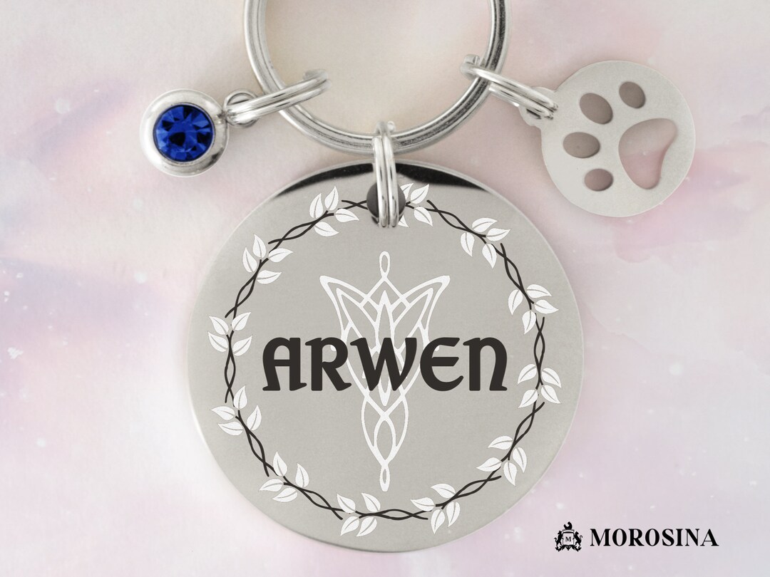 Custom Engraved ID Tag for Dog With Name in Arwen Design. Luxury Pet ...