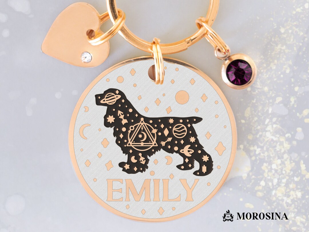 Engraved Dog Tag With Custom Name and Cocker Spaniel Silhouette in a ...
