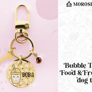 Customized Dog Tag With Engraved Name in a Bubble Tea Design. Engraved ...