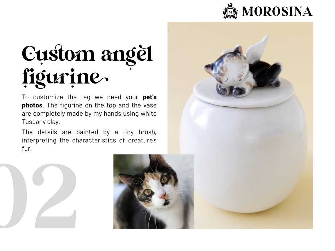 Handcrafted Ceramic Cat Urn With Cat Figurine & Memorial Tag ...