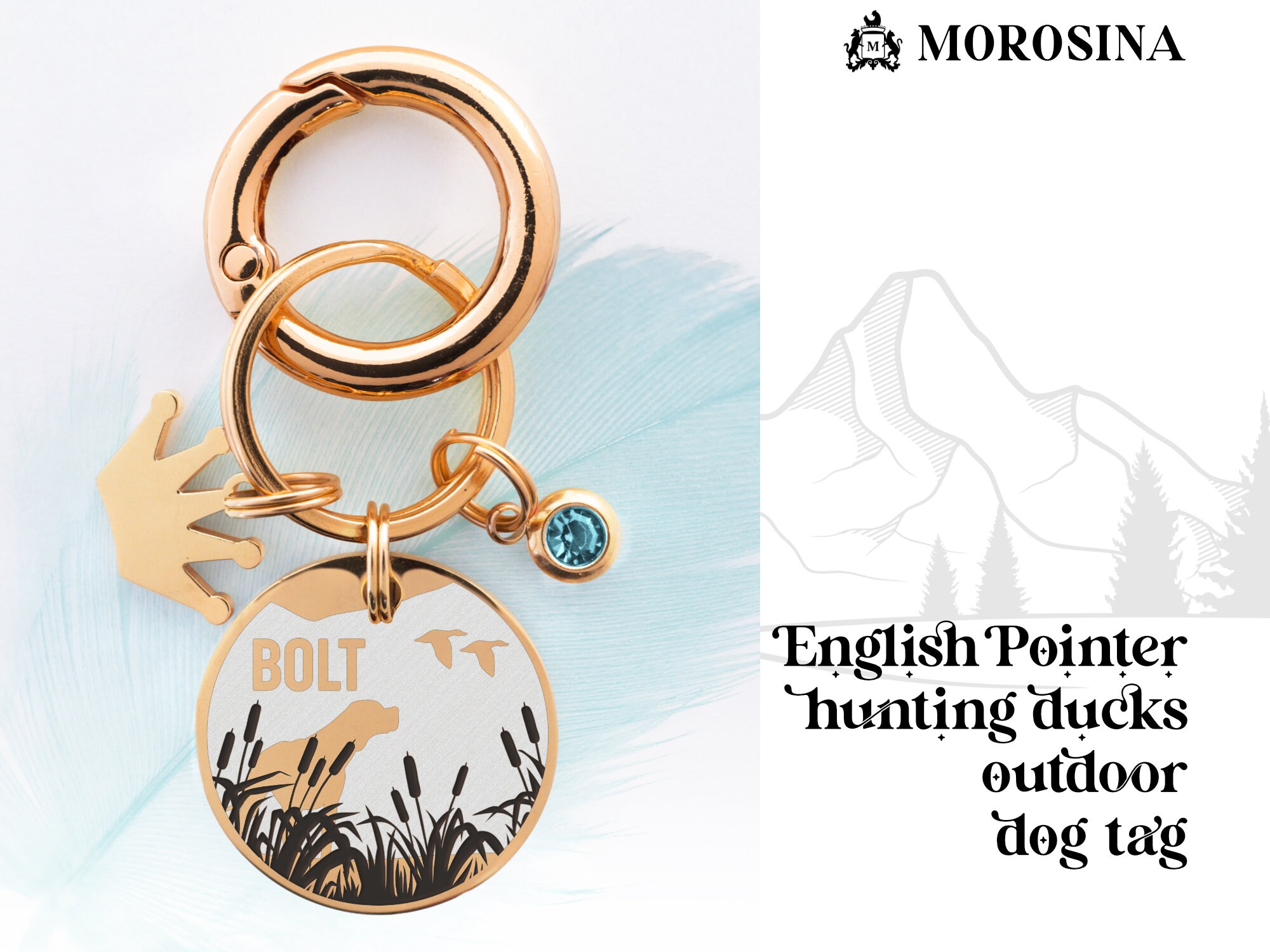Custom Tag for Dog Engraved With Name and English Pointer Hunting Ducks ...