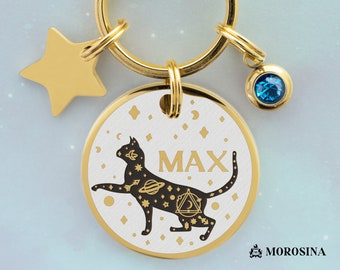 Custom Engraved ID Tag for Cat With Name and Cat Silhouette in a ...