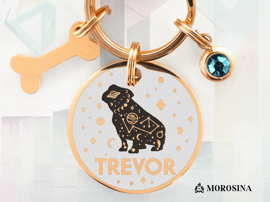 Custom Engraved Tag for Dog With Name and an English Bulldog Silhouette ...