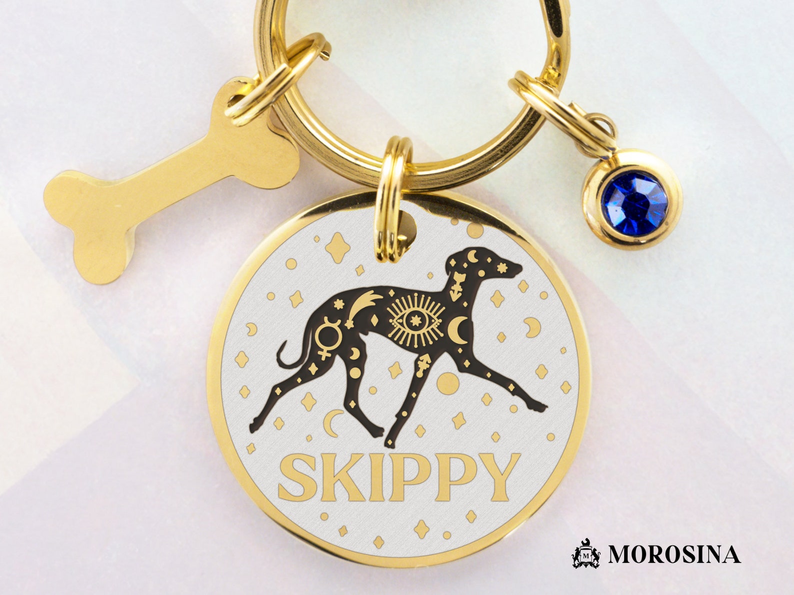 Personalized Dog Tag Engraved With Name and a Whippet Silhouette in a ...
