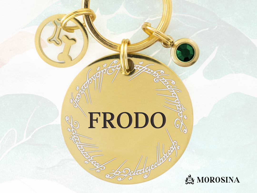 Custom Engraved ID Tag for Dog With Name in Fantasy Ring Design. Luxury ...