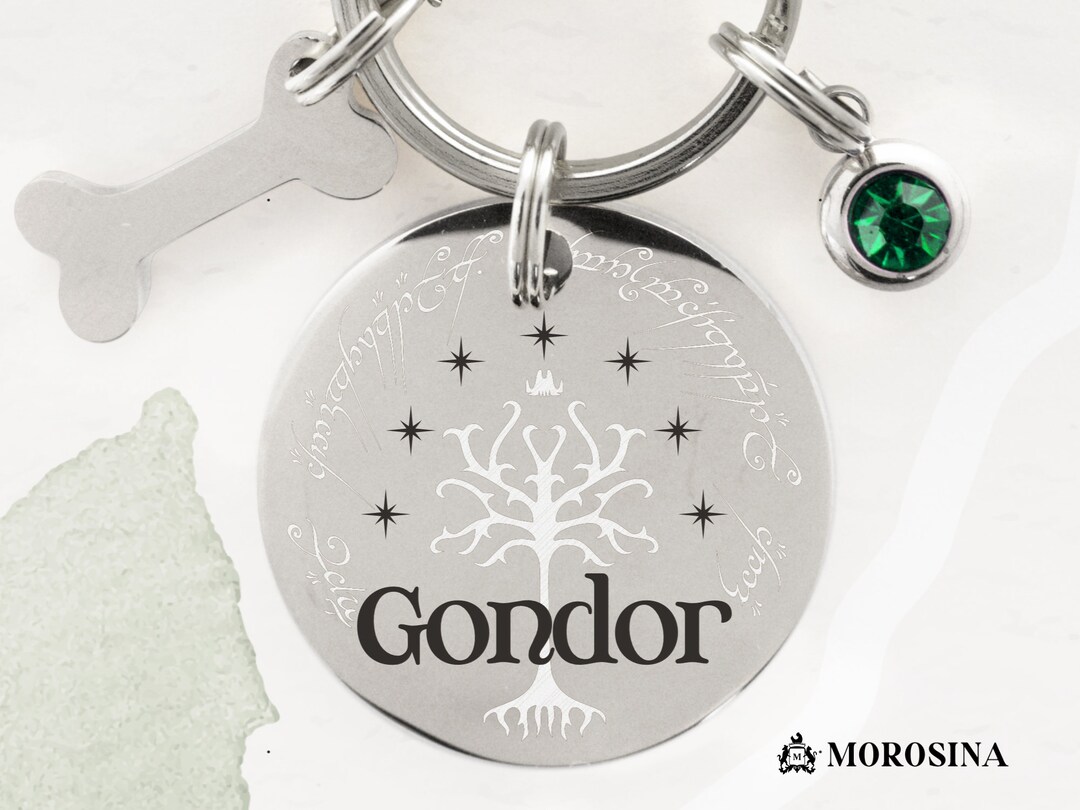 Custom Engraved ID Tag for Dog With White Tree of Gondor Design. Luxury ...