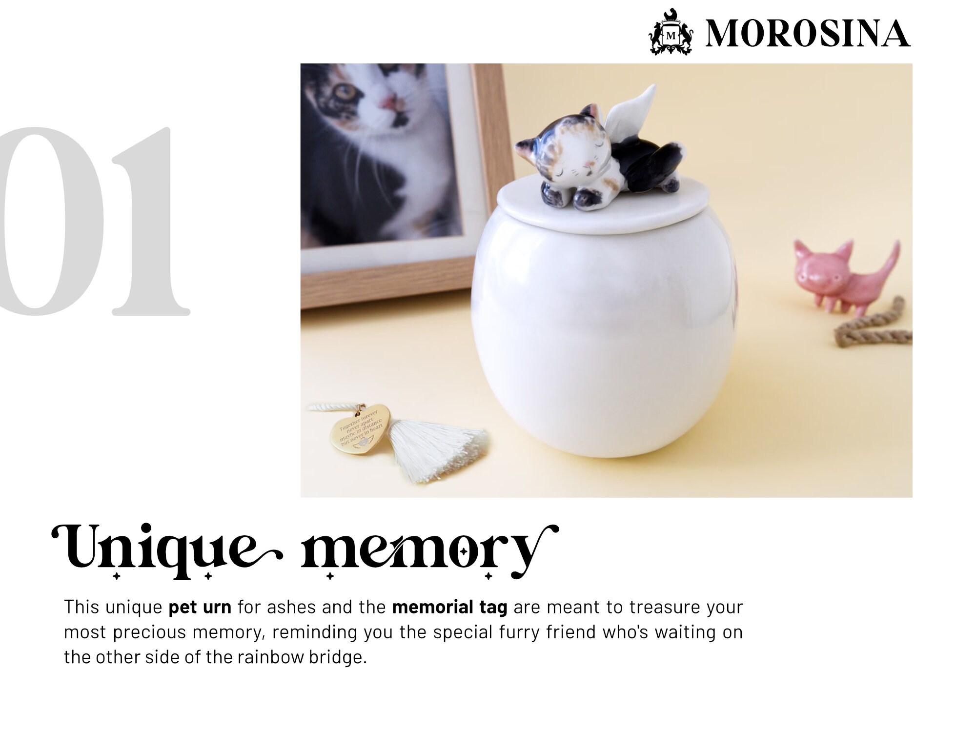 Handcrafted Ceramic Cat Urn With Cat Figurine & Memorial Tag ...