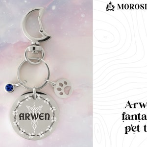 Custom Engraved ID Tag for Dog With Name in Arwen Design. Luxury Pet ...