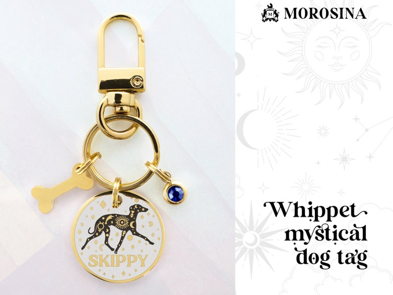 Personalized Dog Tag Engraved With Name and a Whippet Silhouette in a ...