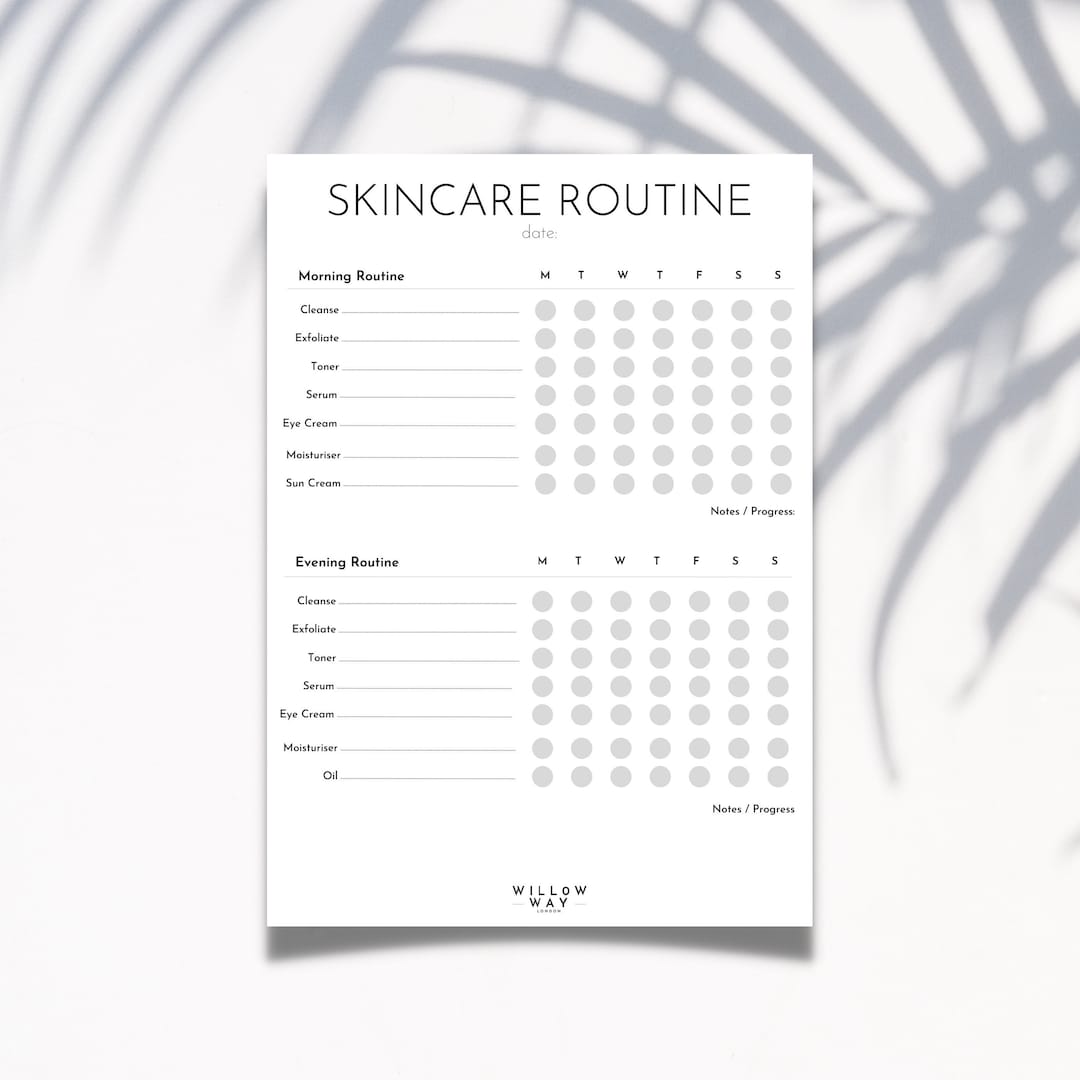 PRINTABLE Skincare Routine Tracker | Skincare Tracker, Morning Routine ...
