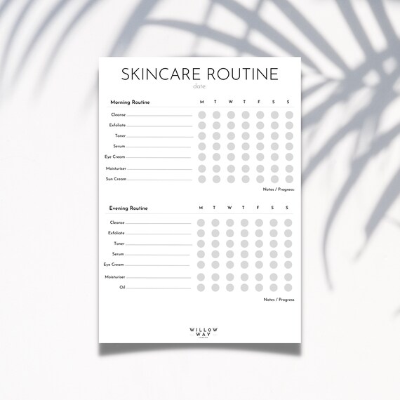 PRINTABLE Skincare Routine Tracker Skincare Tracker Morning - Etsy